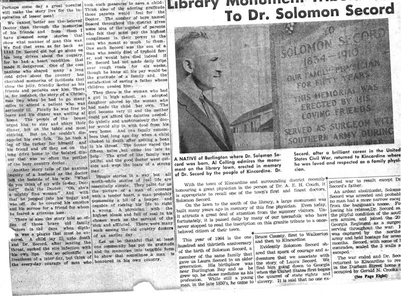 The Kincardine Record | Secord Monument showed that sometimes a man is ...