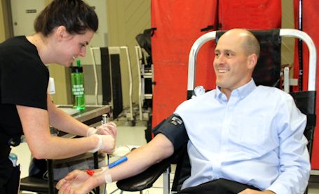 The Kincardine Record | Huron-Bruce MP Ben Lobb donates blood in Kincardine